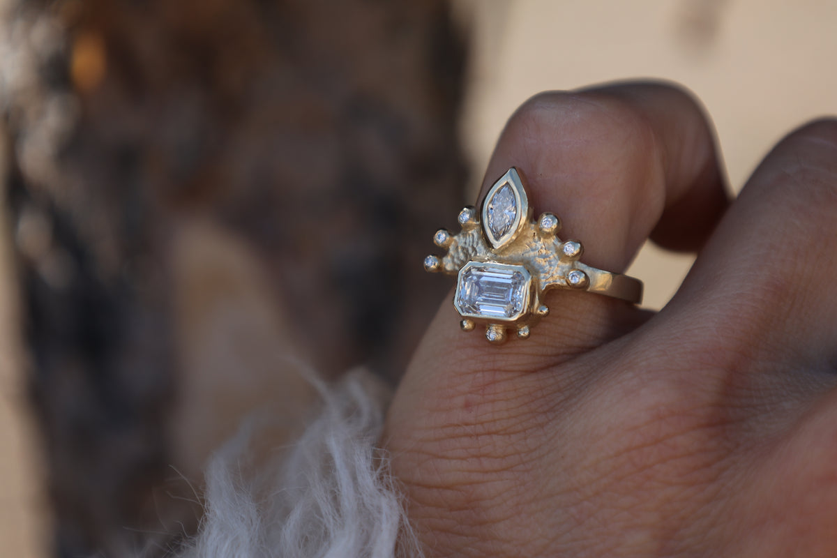 Golden Diamond Shield Ring – Meyers Silver